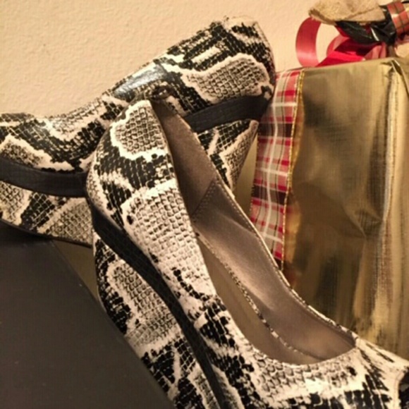 Shoes | Pythons Black And White Leather Print | Poshmark